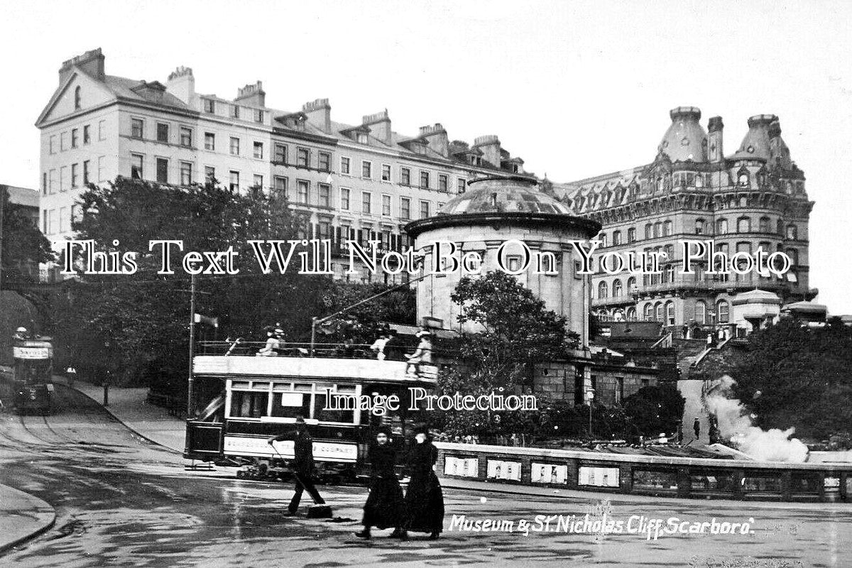 YO 14121 - Museum & St Nicholas Cliff, Scarborough, Yorkshire – JB Archive
