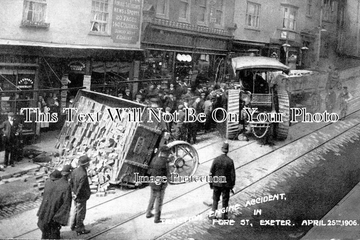 DE 2926 - Traction Engine Accident, Fore Street, Exeter, Devon 1906 ...