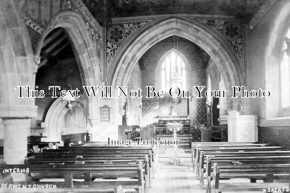 DR 928 - Derwent Church Interior, Ladybower Reservoir, Derbyshire c190 ...