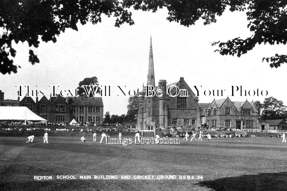 DR 980 - Repton School Cricket Ground & Main Building, Derbyshire c193 ...