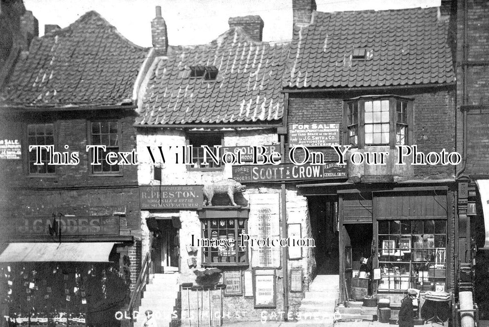 DU 1474 - Old Houses & Shops, Gateshead High Street, Gateshead, Durham ...