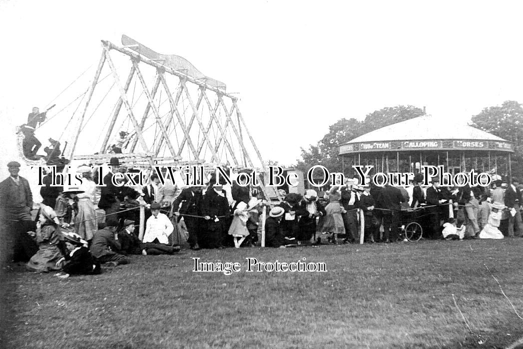 KE 3291 - Carnival Fun Fair Swings & Gallopers, Rochester, Kent 1908 ...