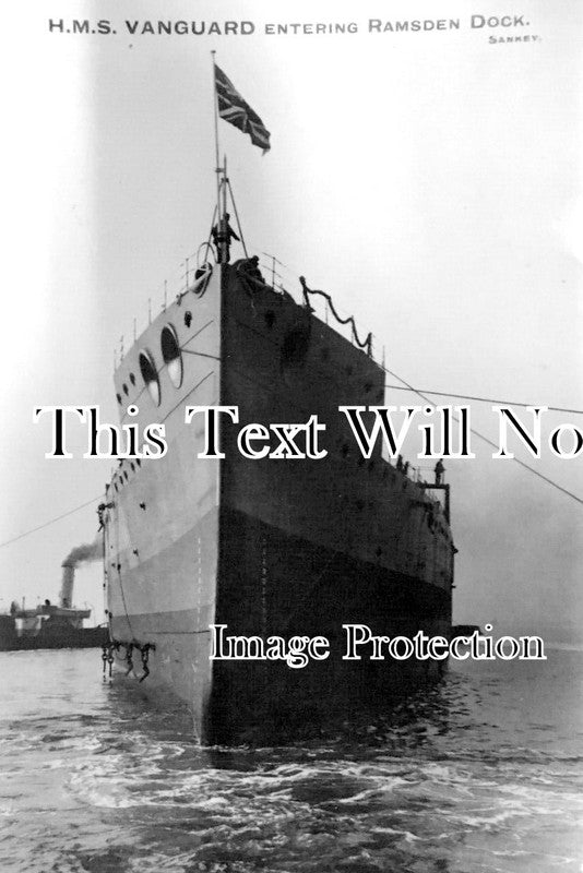 LA 4557 - HMS Vanguard Entering Ramsden Dock, Lancashire c1909 – JB Archive