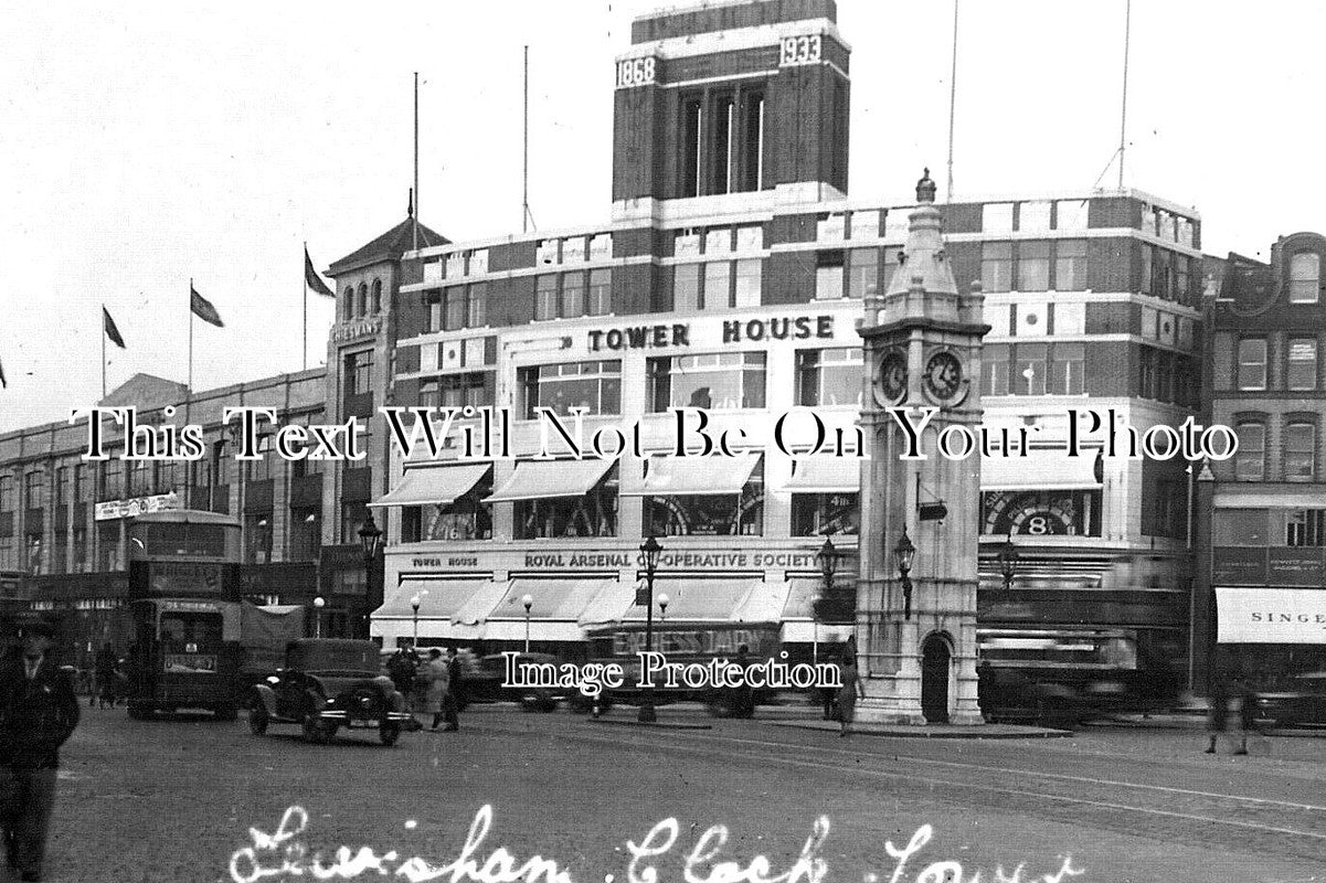 LO 5152 - The Tower House & Clock Tower, Lewisham, London c1938 – JB ...