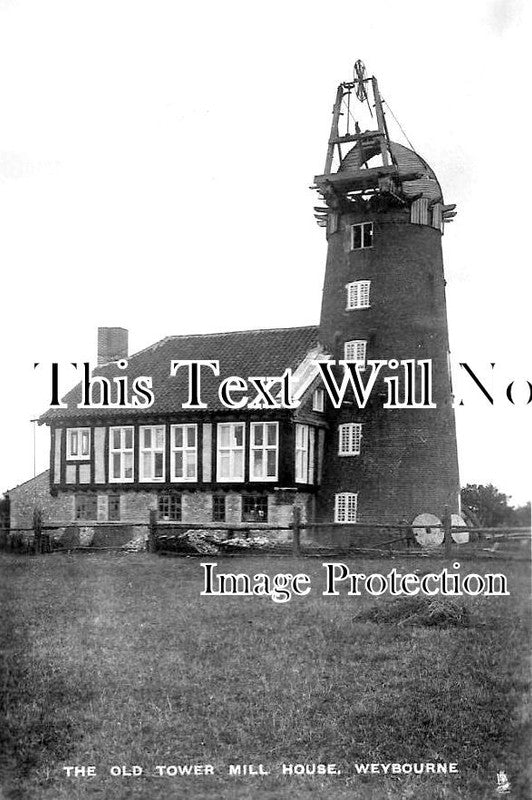 NF 1335 - Weybourne Old Tower Mill House, Windmill, Norfolk c1920 – JB ...