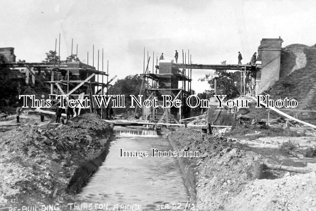 NF 384 - Rebuilding Tharston Bridge After The Floods, Norfolk Sep 1912 ...