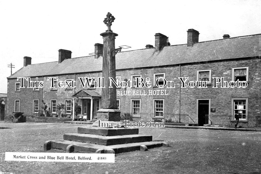 NO 2935 - Belford Market Cross & Blue Bell Hotel, Northumberland – JB ...