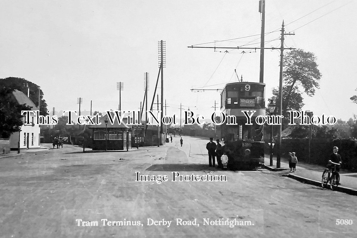 NT 100 - Tram Terminus, Derby Road, Nottingham, Nottinghamshire c1912 ...