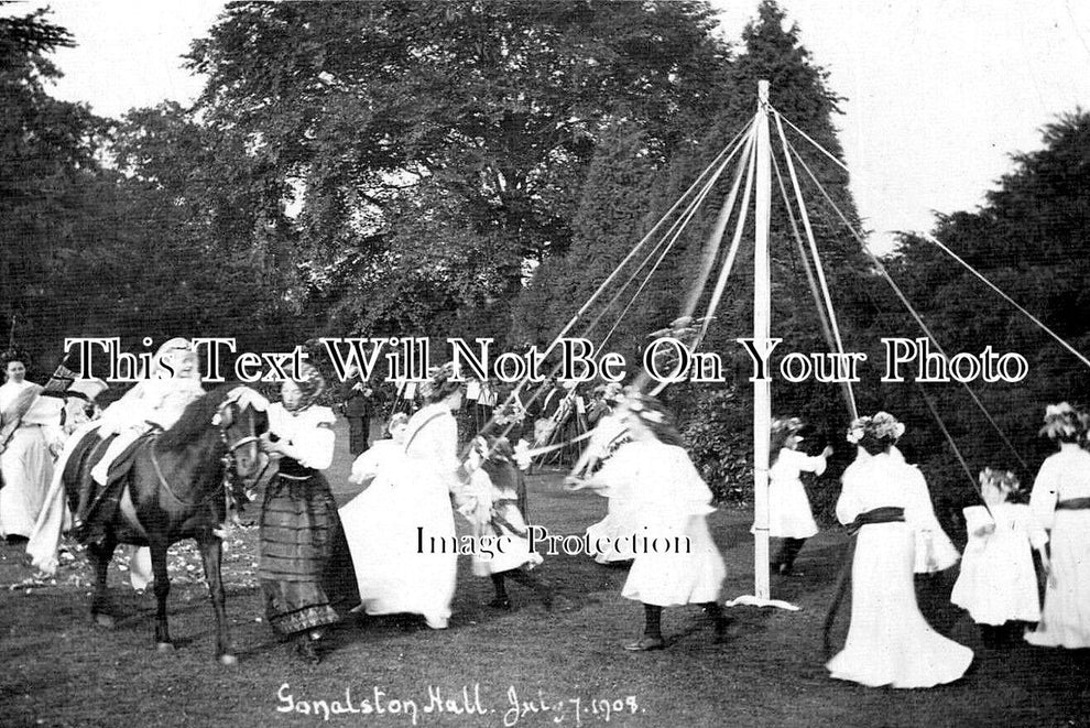 NT 1065 - Maypole Dance, Gonalston Hall, Nottinghamshire c1908 – JB Archive