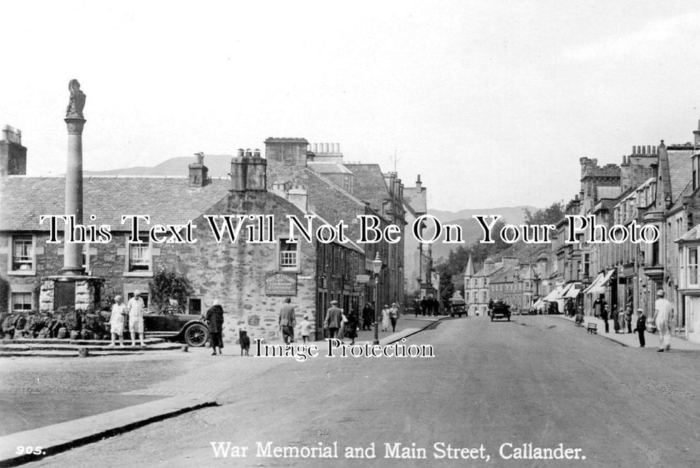 SC 4397 - War Memorial & Main Street, Callander, Scotland – JB Archive