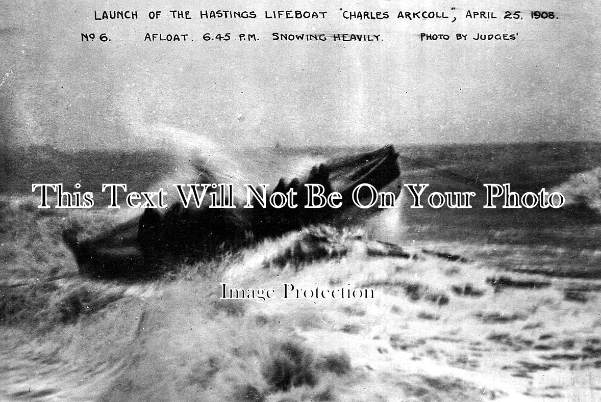 SP 73 - Launch of the Hastings Lifeboat Charles Arkcoll, April 25, 190 ...