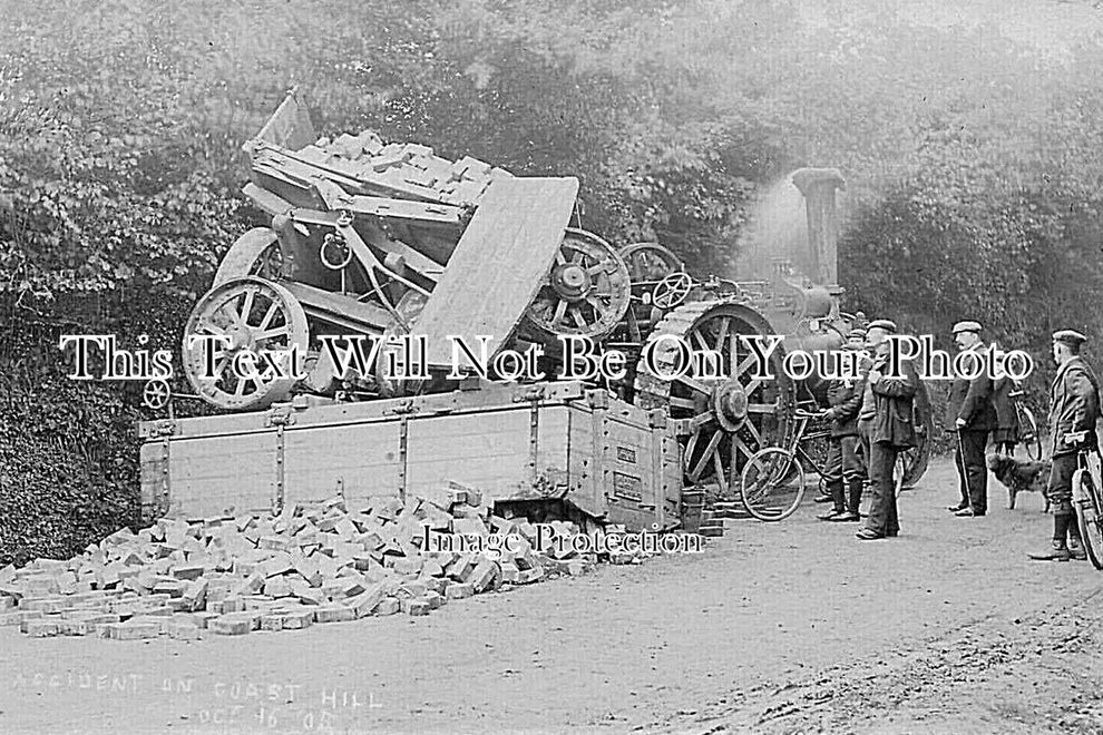 SU 3616 - Traction Engine Accident, Coast Hill, Dorking, Surrey c1905 ...