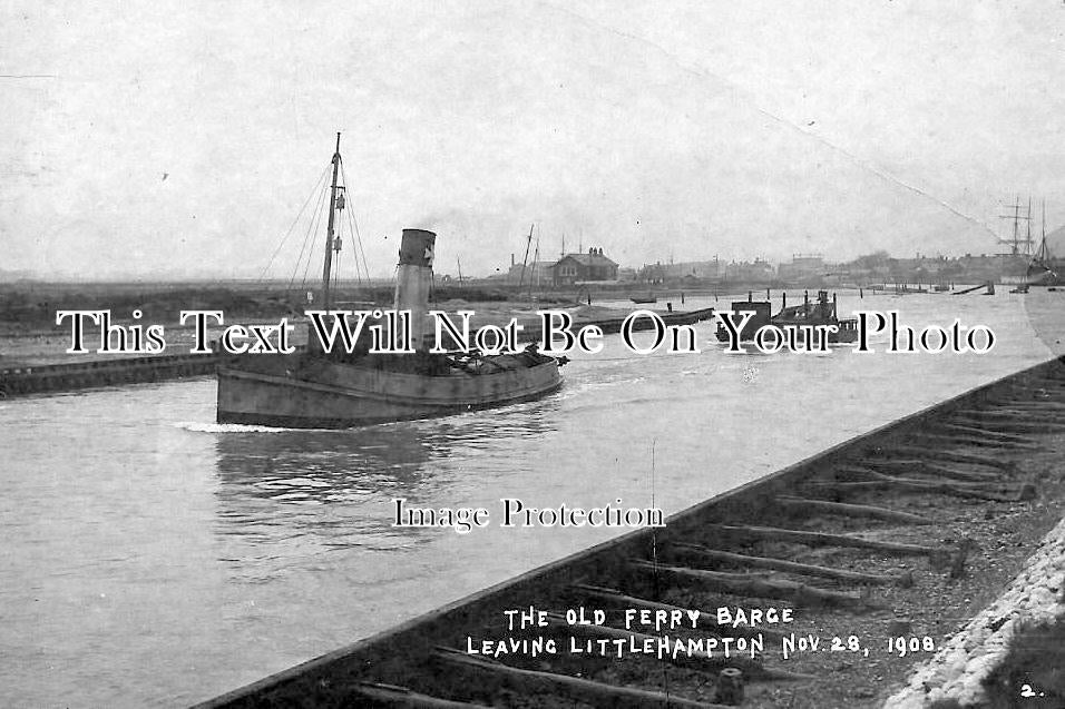 SX 720 - The Old Ferry Barge Leaving Littlehampton, West Sussex 1908 ...
