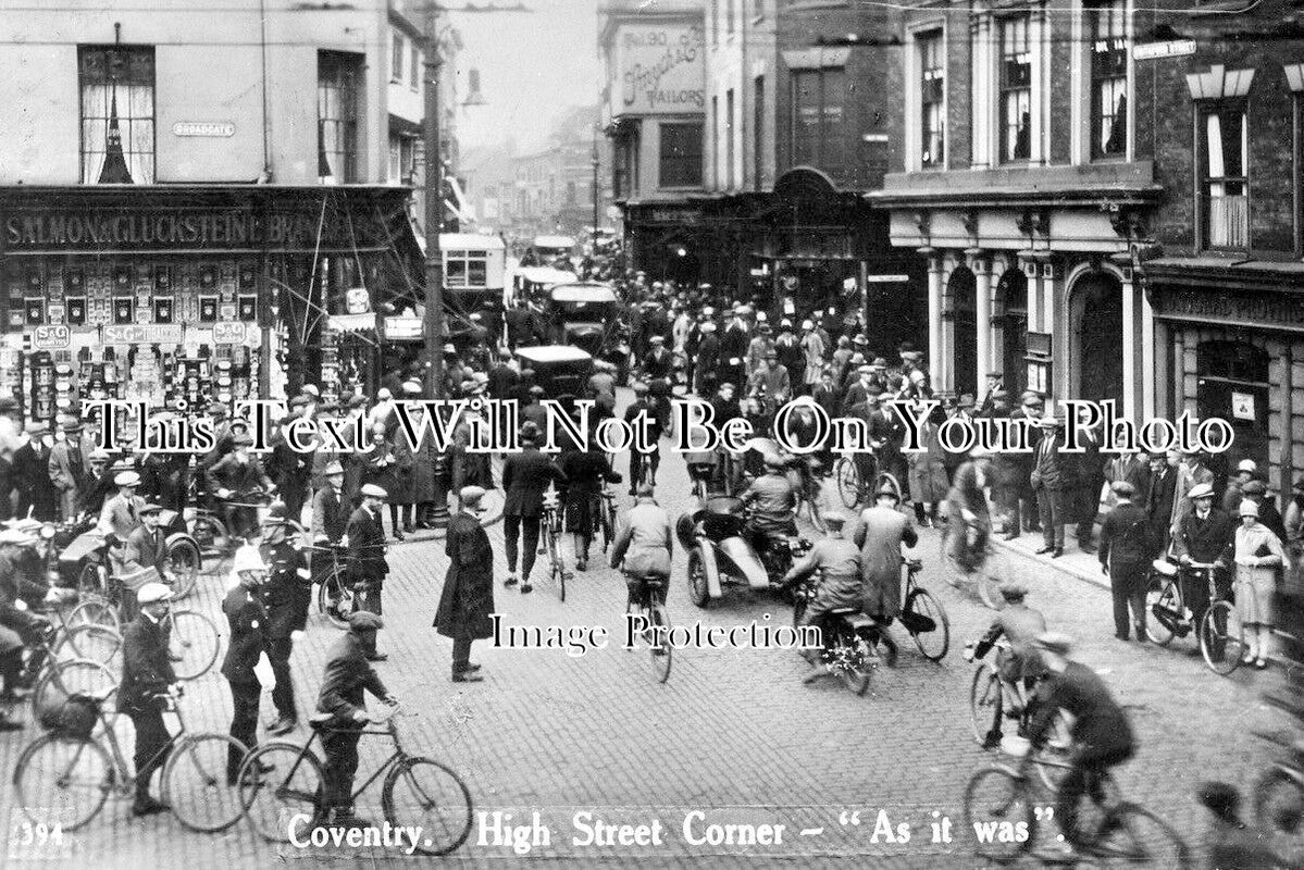 WA 1447 - High Street Corner, Coventry, Warwickshire c1926 – JB Archive
