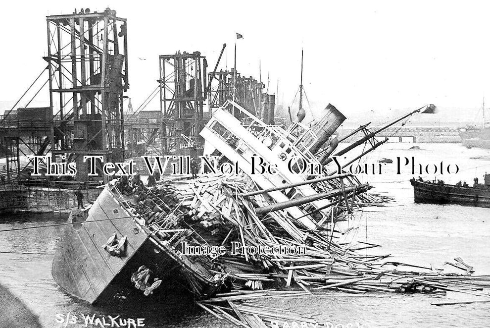 WL 1602 - SS Walkure Steam Ship In Barry Docks, Wales c1908 – JB Archive