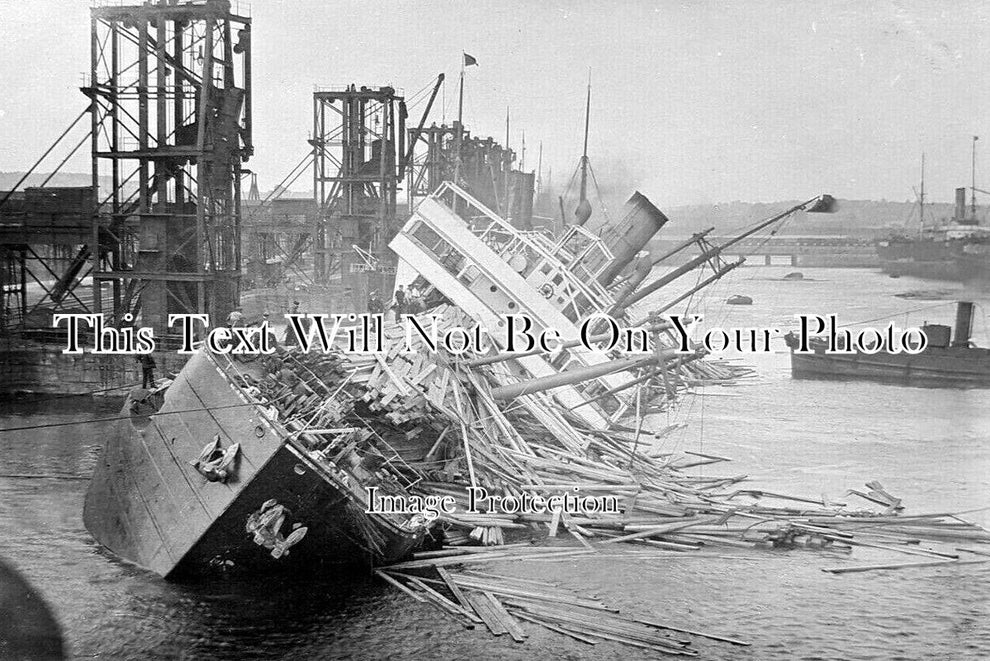 WL 2090 - Capsized Timber Ship SS Walkure, Barry Dock, Wales – JB Archive