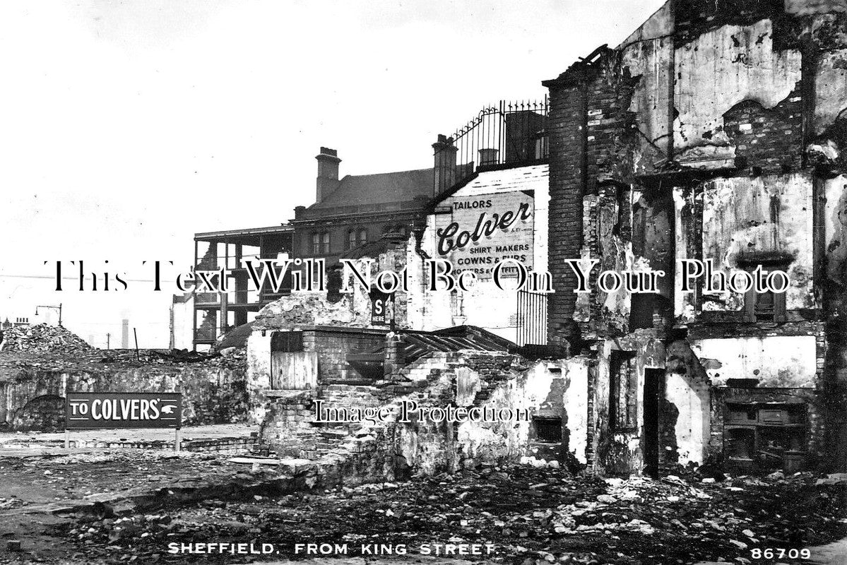 YO 4898 - Sheffield Blitz From King Street, Yorkshire 1940 WW2 – JB Archive